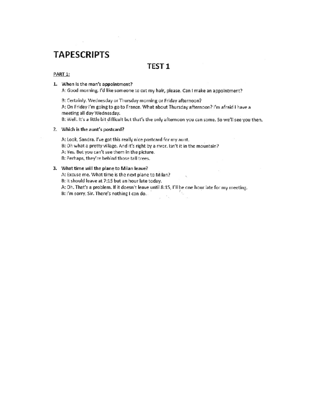 Vstep-Transcript-1: Tapescripts Test 1 Listening Practice and ...