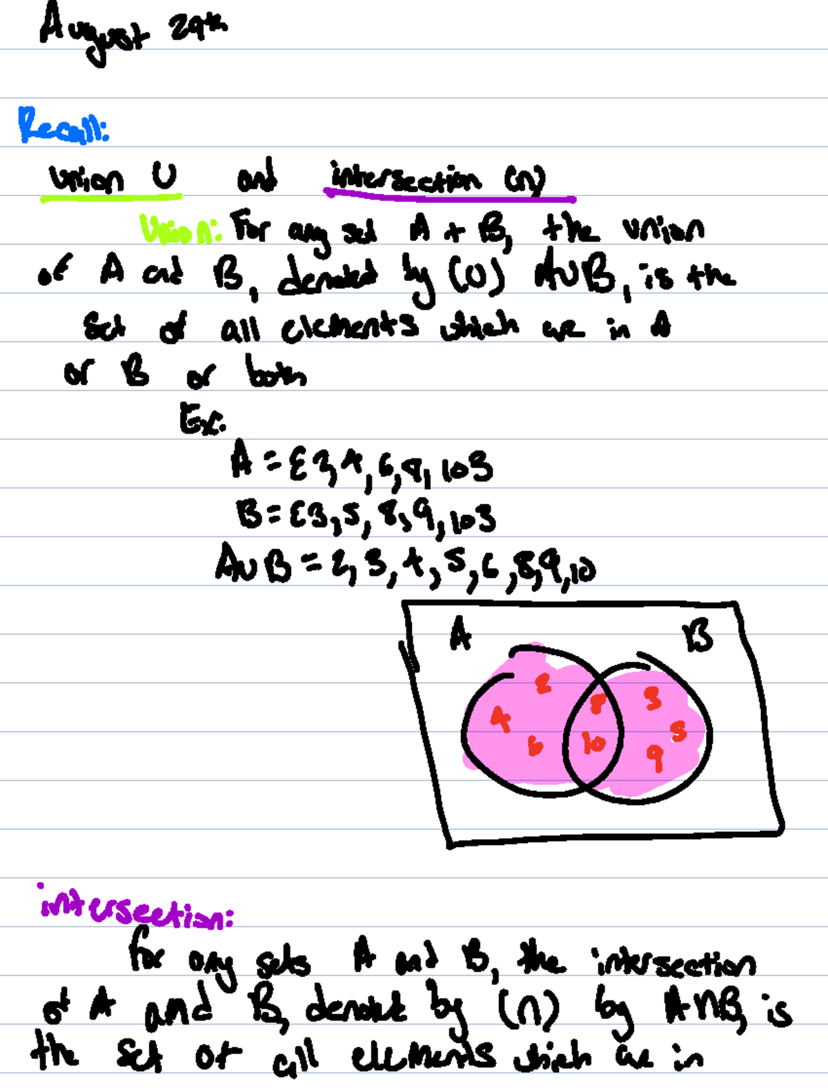 Set Theory Concepts: Unions, Intersections, and Complements (MATH 101 ...
