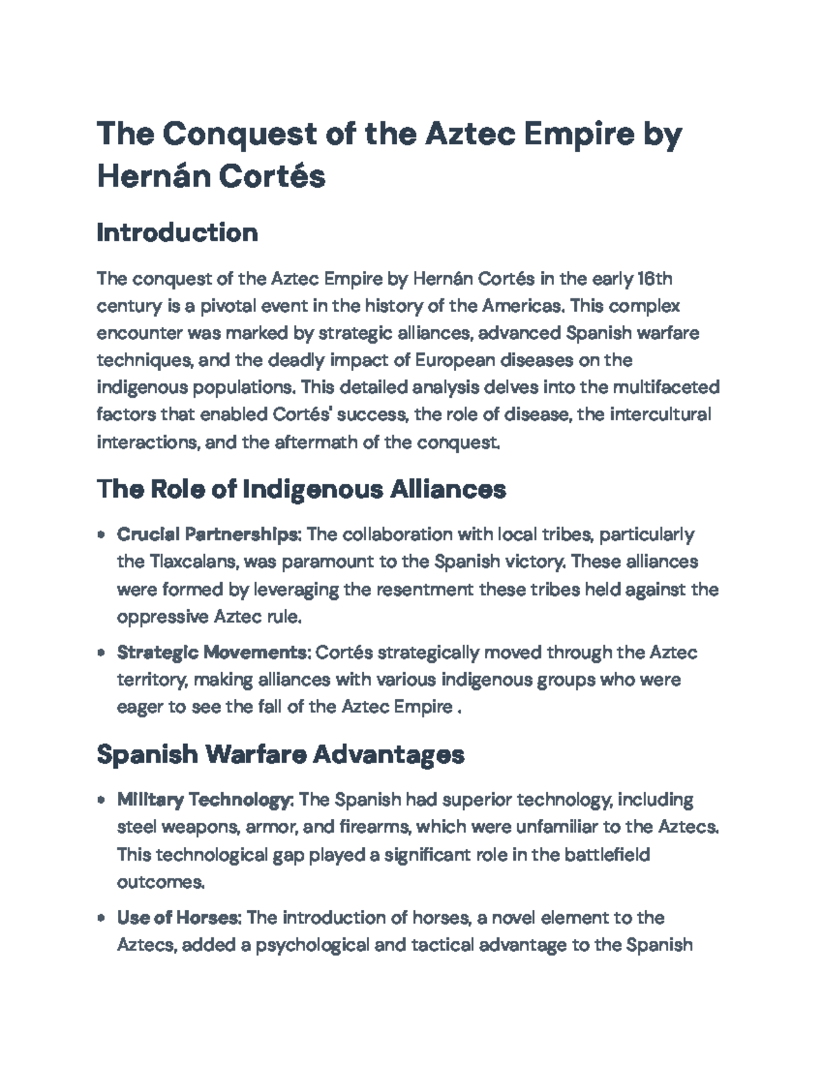 The Conquest of the Aztec Empire by Hernán Cortés: A Detailed Analysis ...