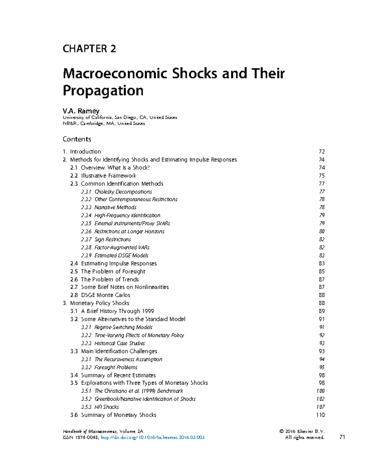 CHAPTER 2: Macroeconomic Shocks and Their Propagation (HOM Ramey) - Studocu