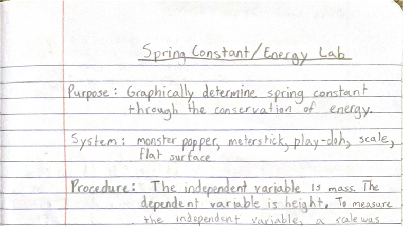 Monster Popper Lab: Determining Spring Constant - PHYSICS LAB - Studocu