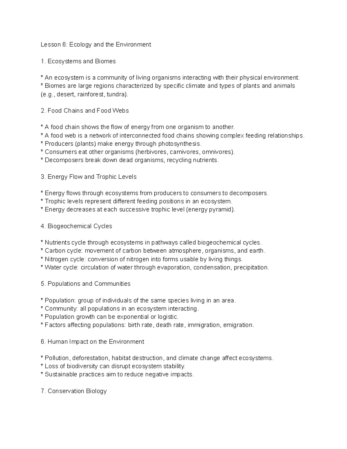 Lesson 6: Ecology & Environment - Ecosystems, Food Chains, & Impact ...