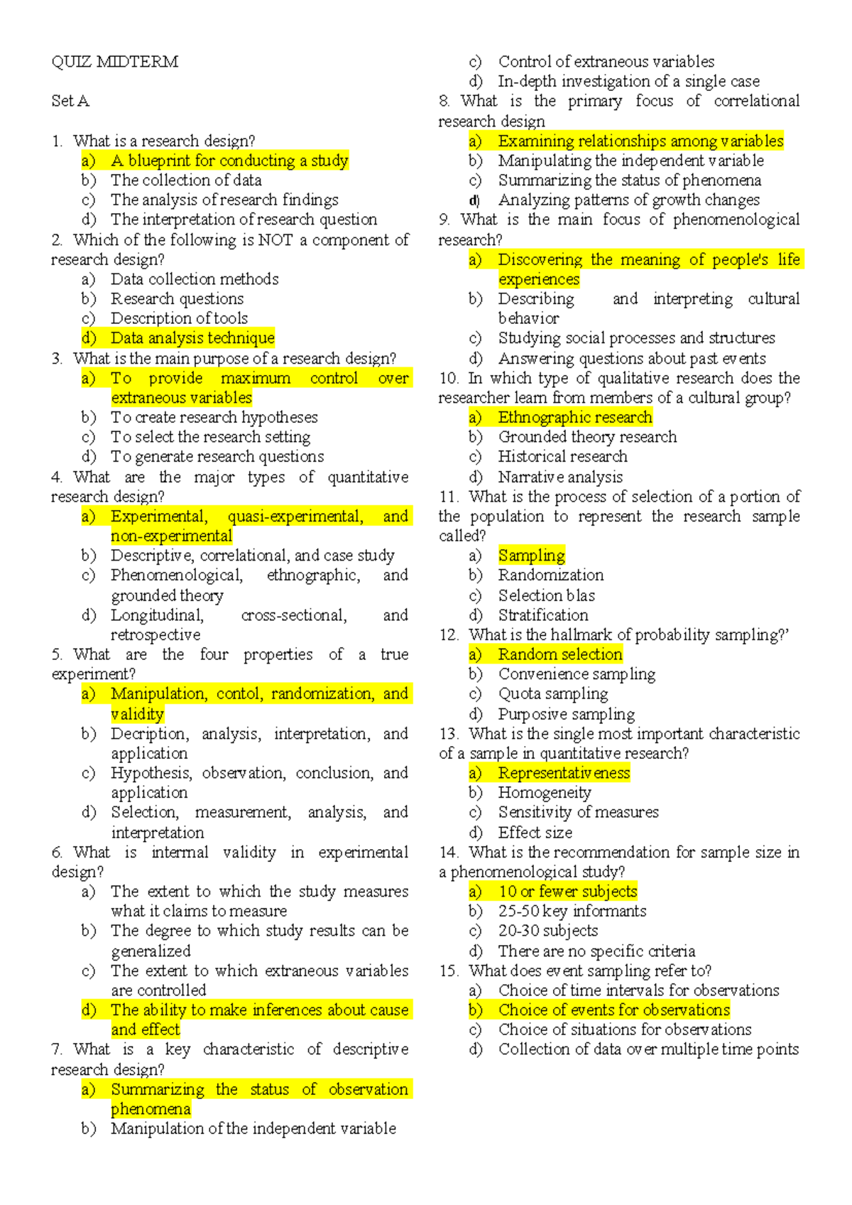 NCM 111 QUIZ Midterm Review - Research Design Concepts - Studocu