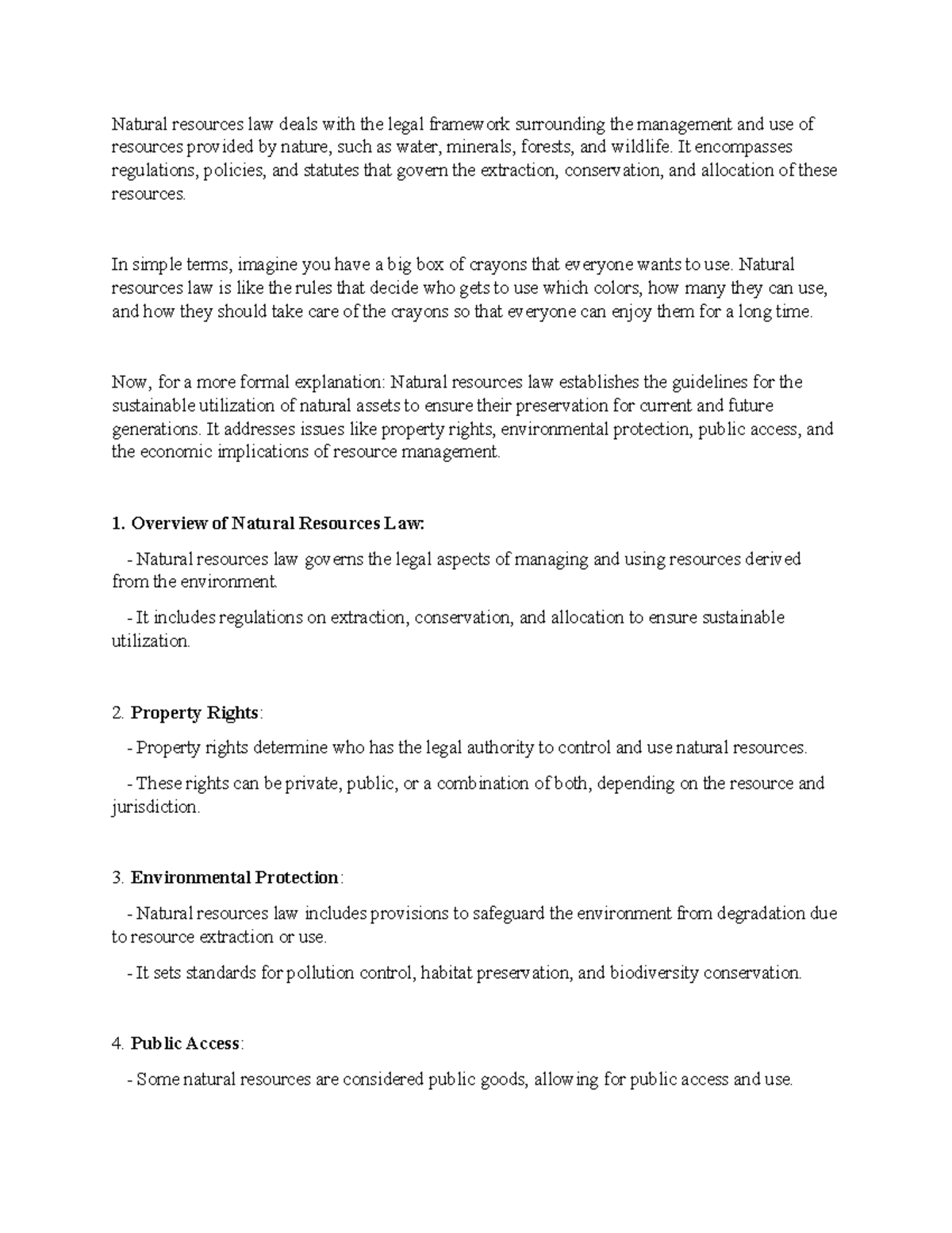 Natural Resources Law Overview: Key Concepts and Frameworks - Studocu