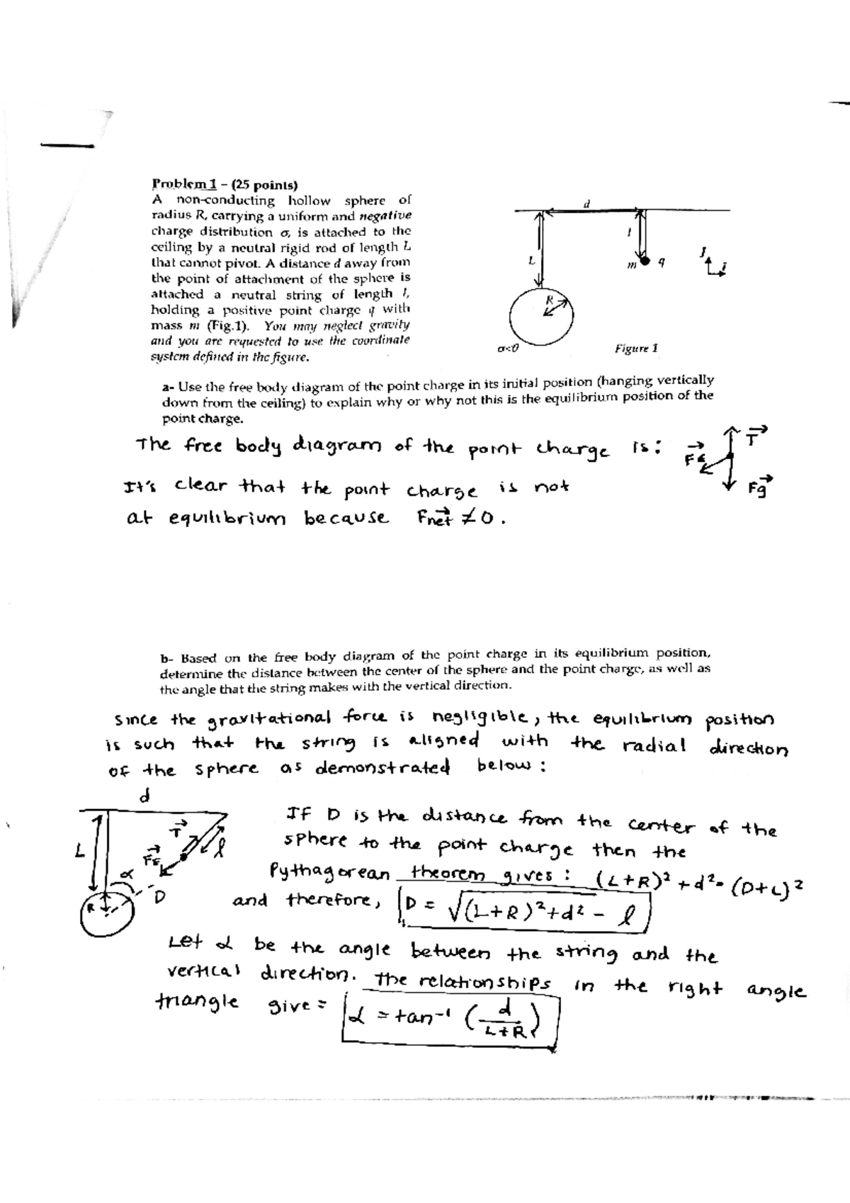 Physics 8B Midterm 1 - 7 Problem (25 points) A hollow sphere of d ...