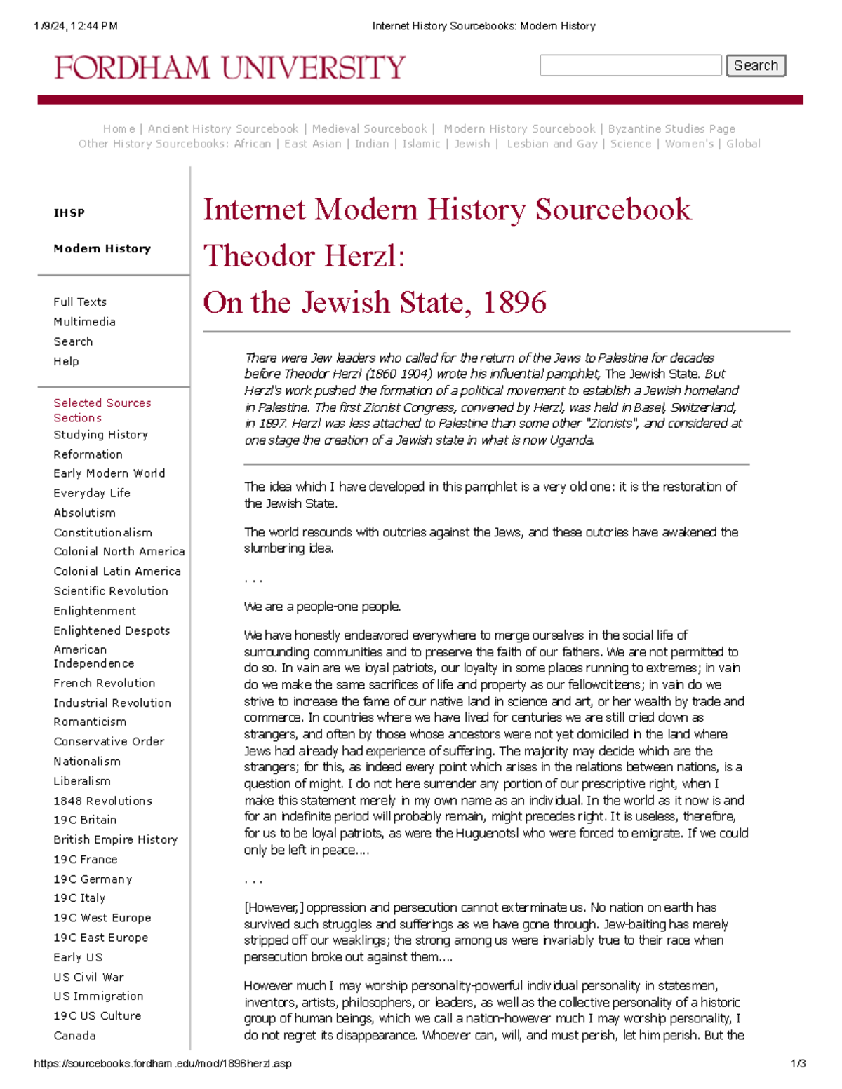 The Jewish State: Herzl's Vision for a Jewish Homeland and Identity - 1 ...