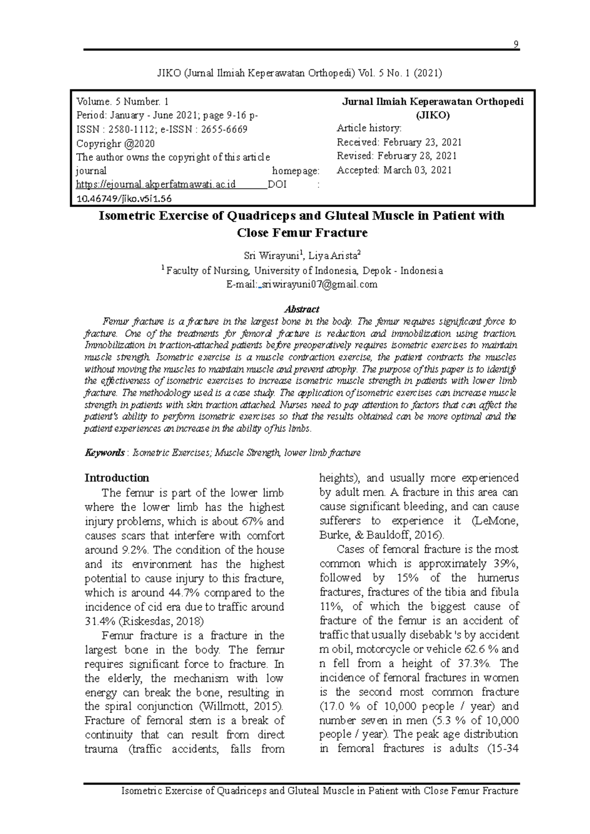 Isometric Exercise Effectiveness on Quadriceps Strength in Femur ...