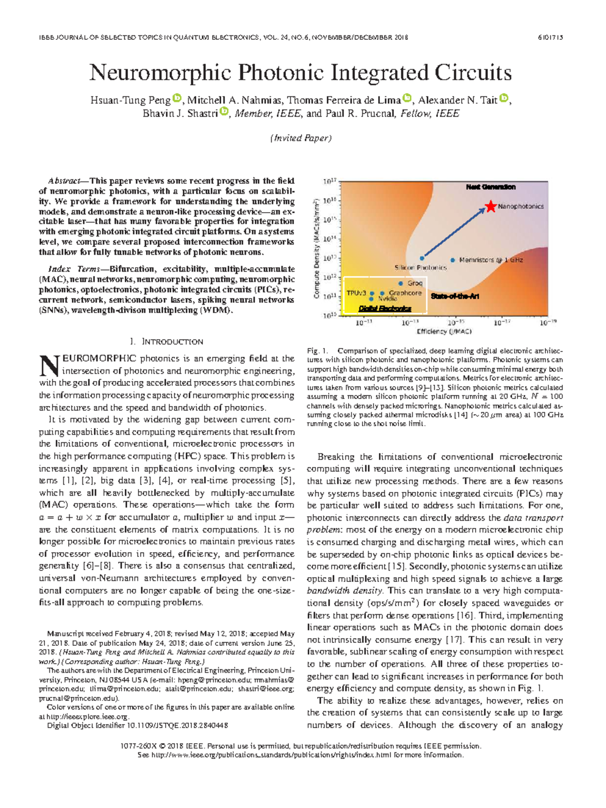 JSTQE 2018: Integrated Neuromorphic Photonic Circuits Review - Studocu