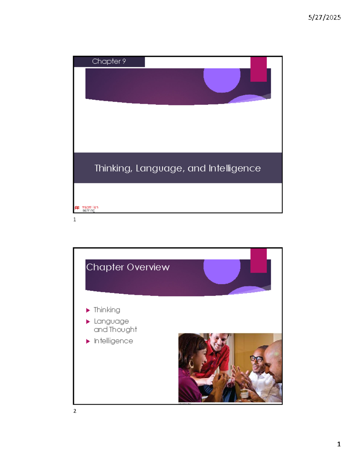 Exploring Psychology: Chapter 9 - Thinking, Language & Intelligence ...