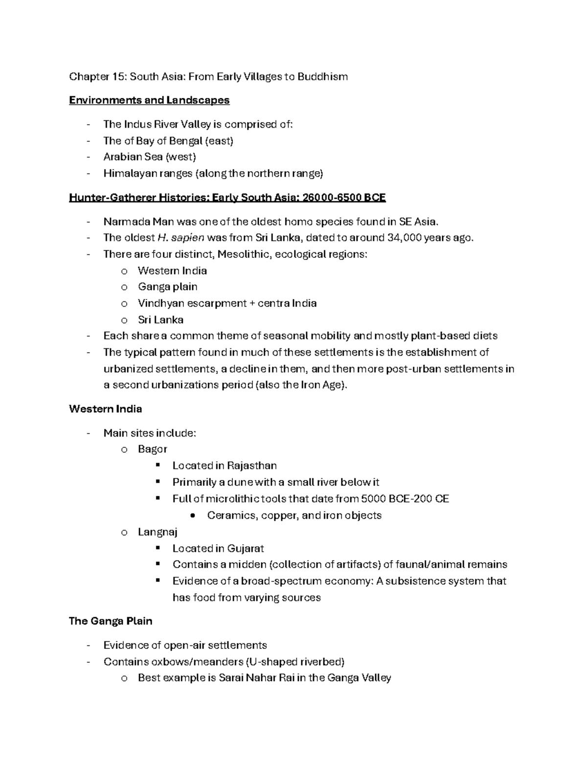 Chapter 15: South Asia from Early Villages to Buddhism - Course Notes ...