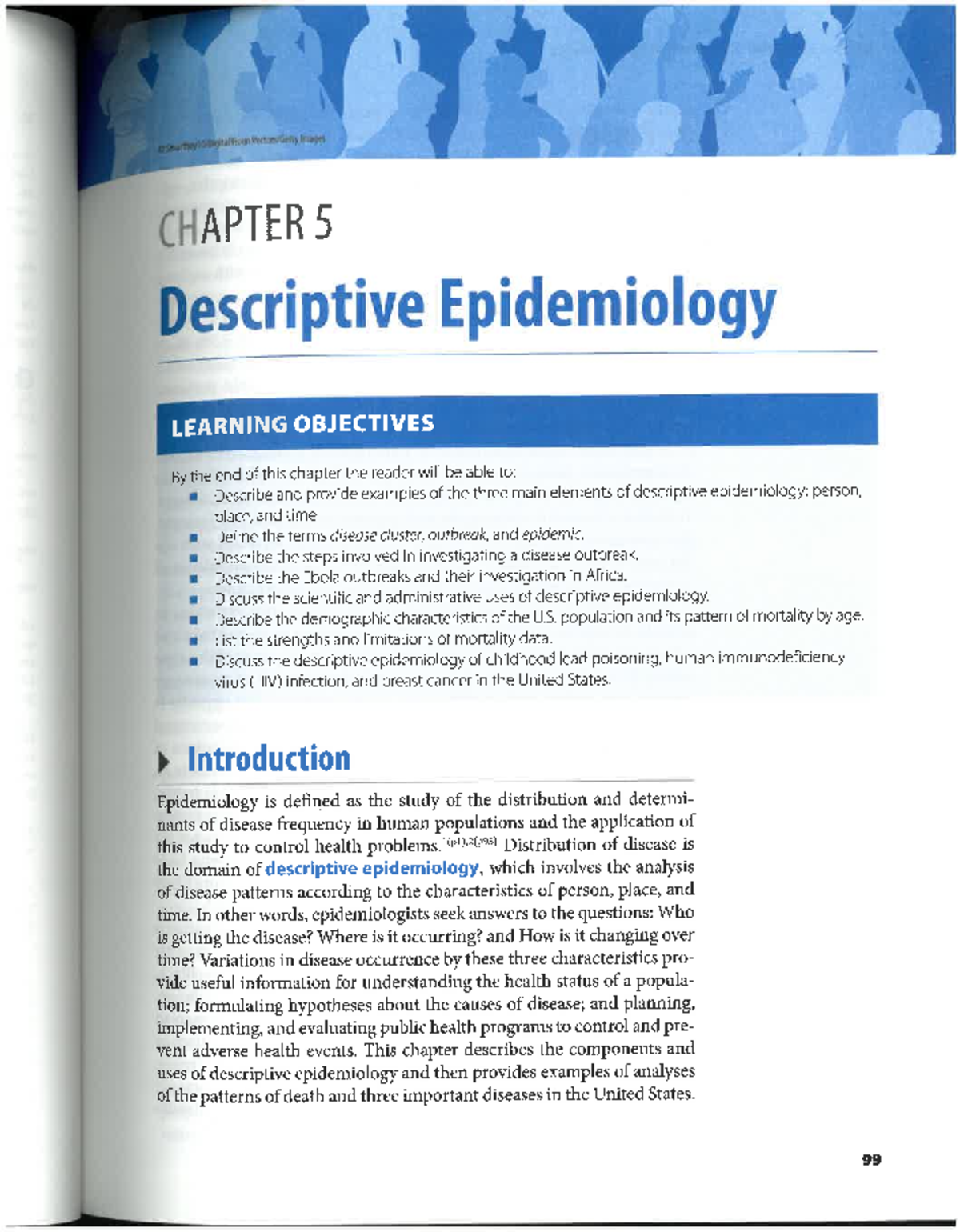 Descriptive Epidemiology Overview: Chapter 5 Learning Objectives - Studocu