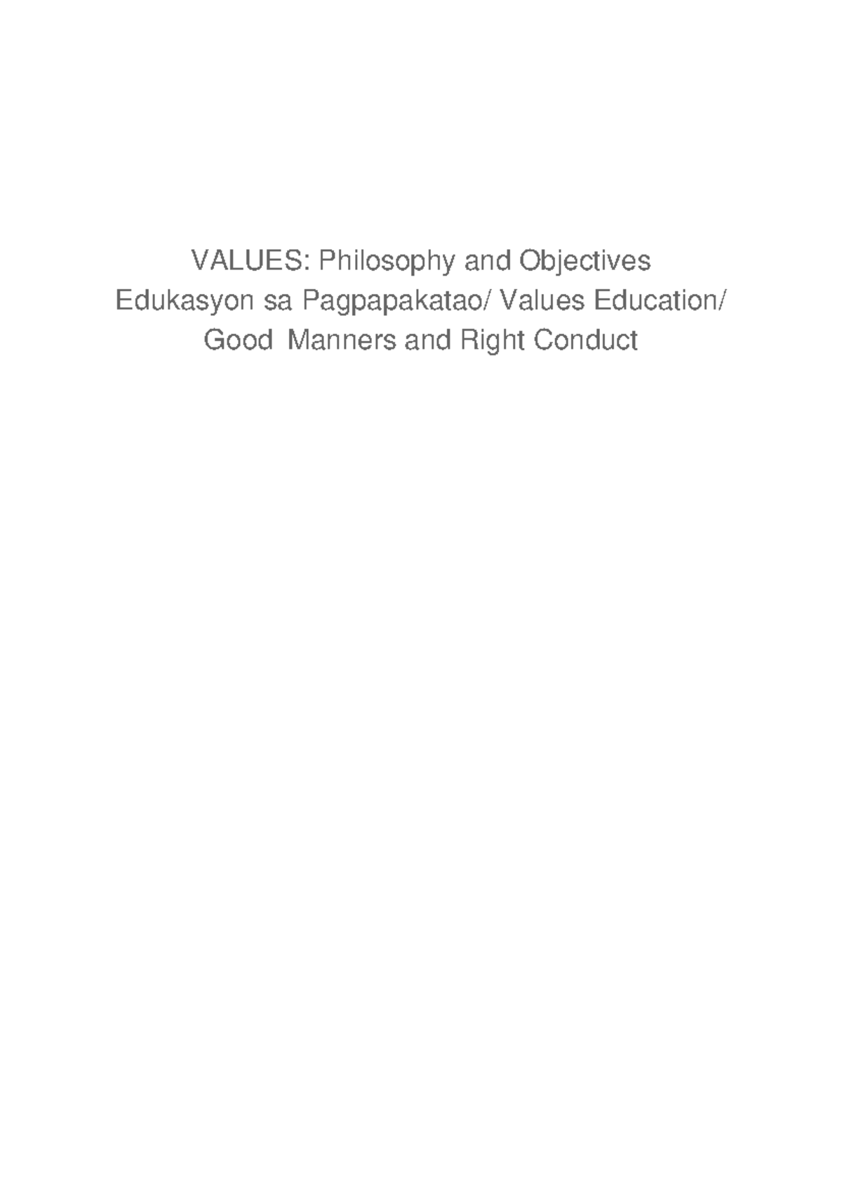GMRC 1: Philosophy and Objectives of Good Manners and Right Conduct ...