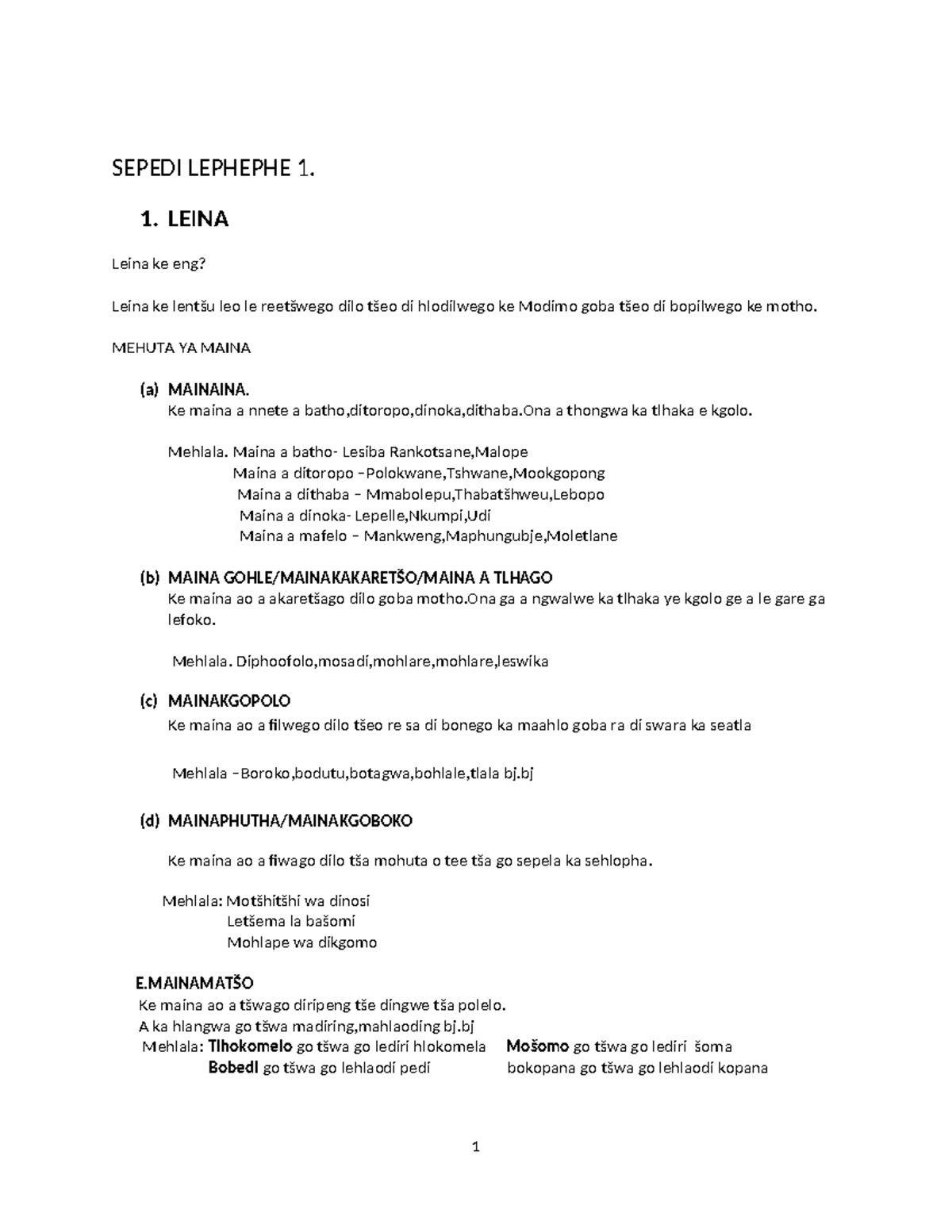 Sepedi Paper 1: Understanding Different Types of Nouns and Classifiers ...
