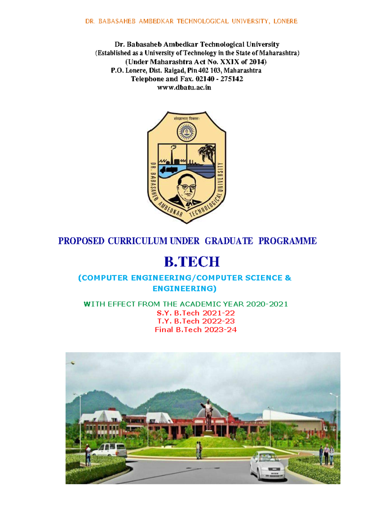 Syllabus for B.Tech (CSE) Program - Dr. Babasaheb Ambedkar ...