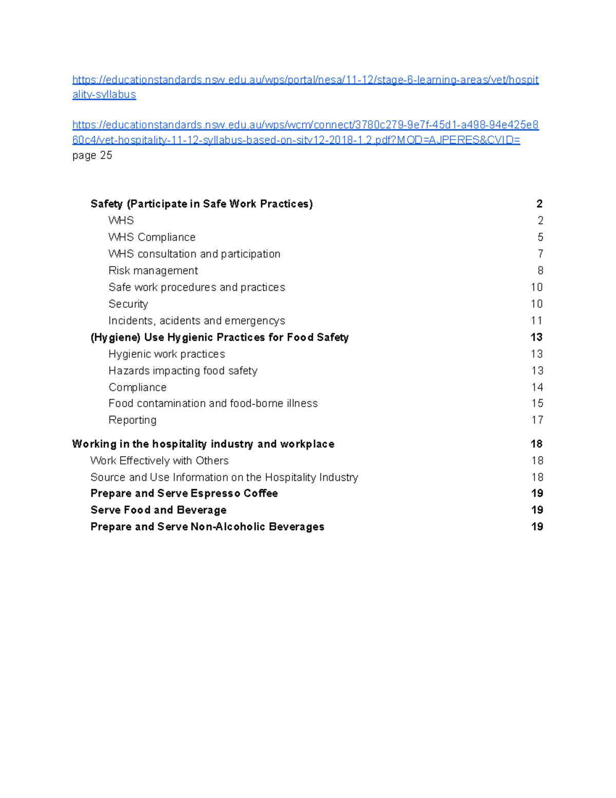 HSC Hospitality Real Notes: WHS Compliance, Safety, and Food Hygiene ...