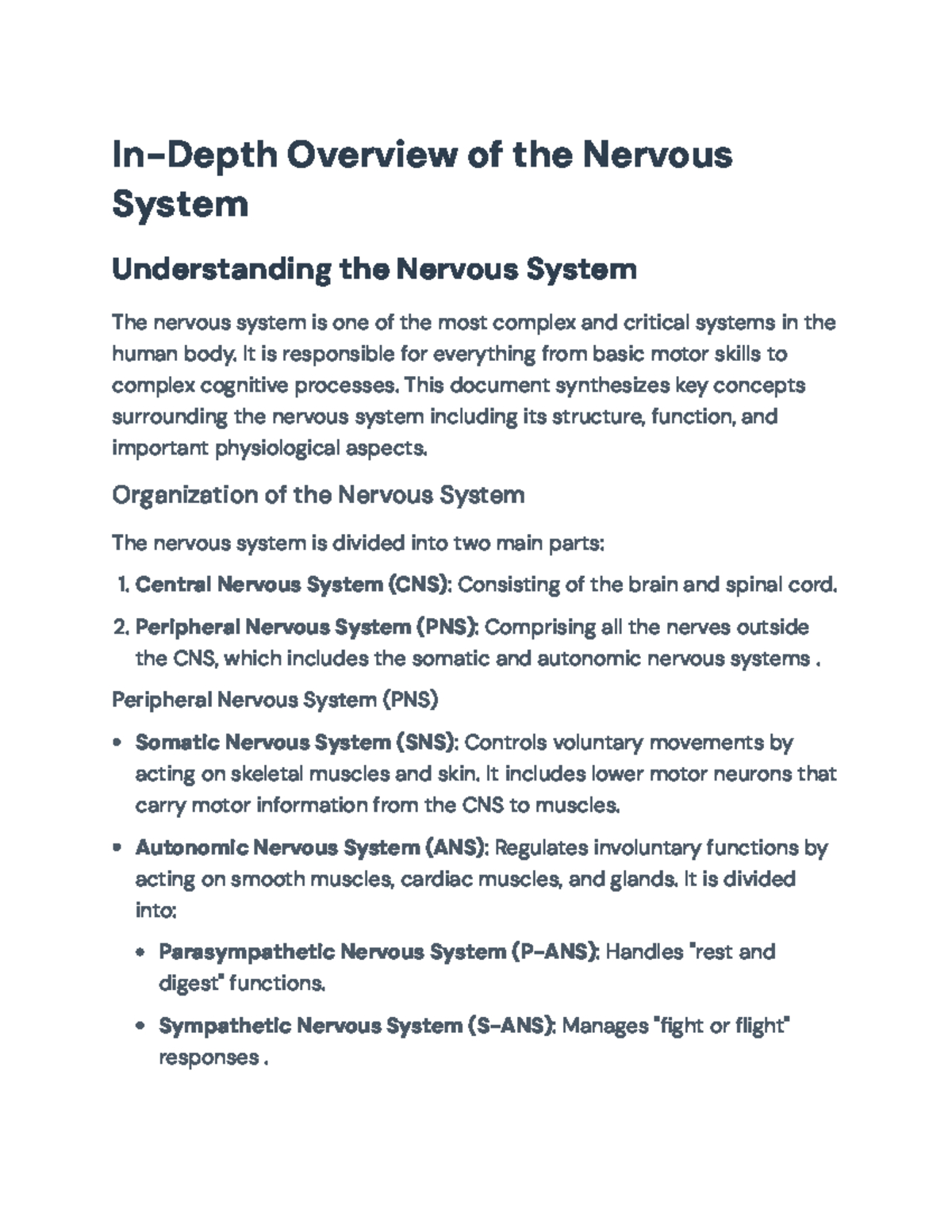 Nervous System Overview: Structure, Function, and Key Concepts - In ...