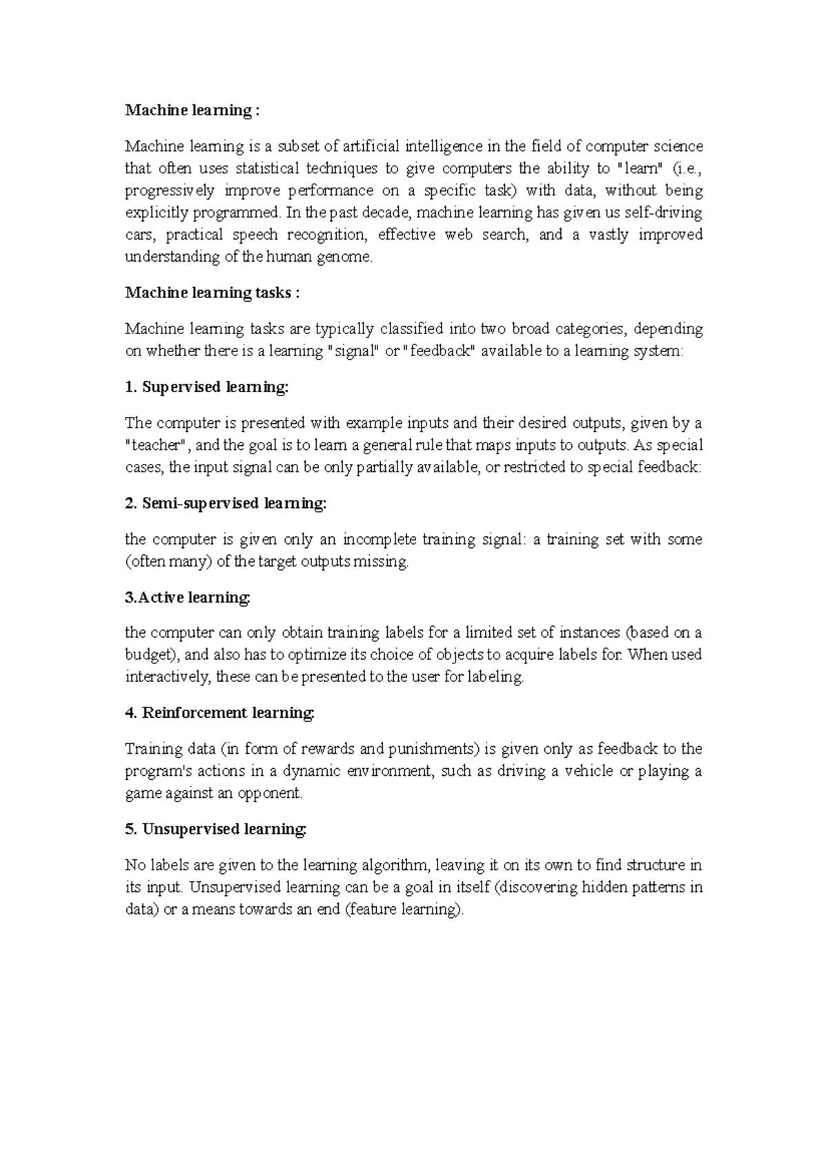 Ml Manual Machine Learning Machine Learning Is A Subset Of Artificial Intelligence In The