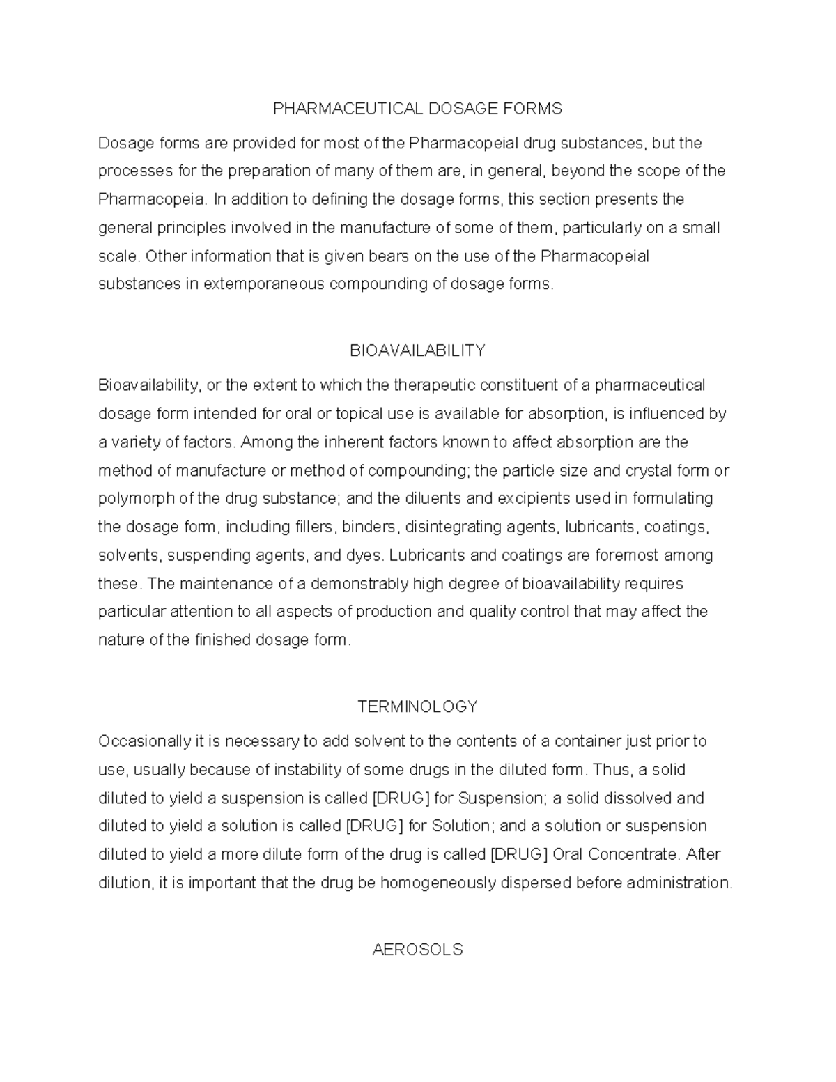Pharmaceutical Dosage Forms - PHARMACEUTICAL DOSAGE FORMS Dosage forms ...