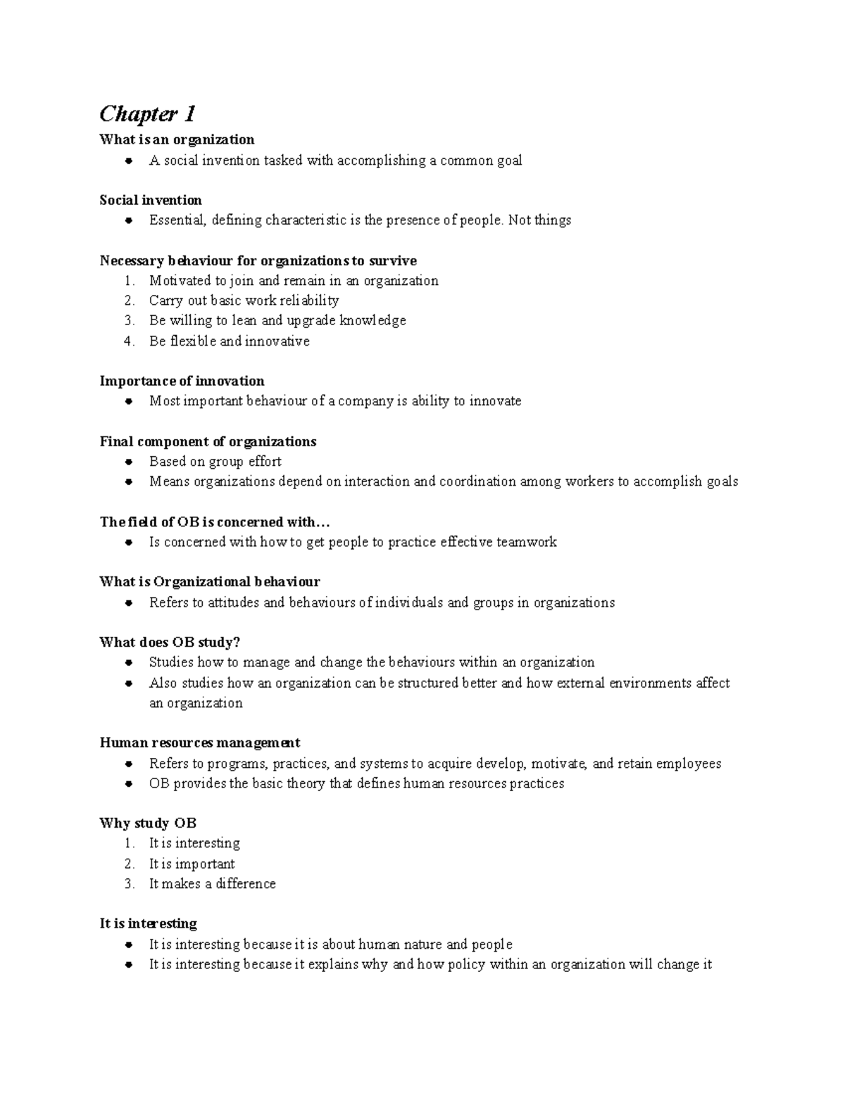 OB 101: Understanding Organizations and Their Behaviors - Studocu