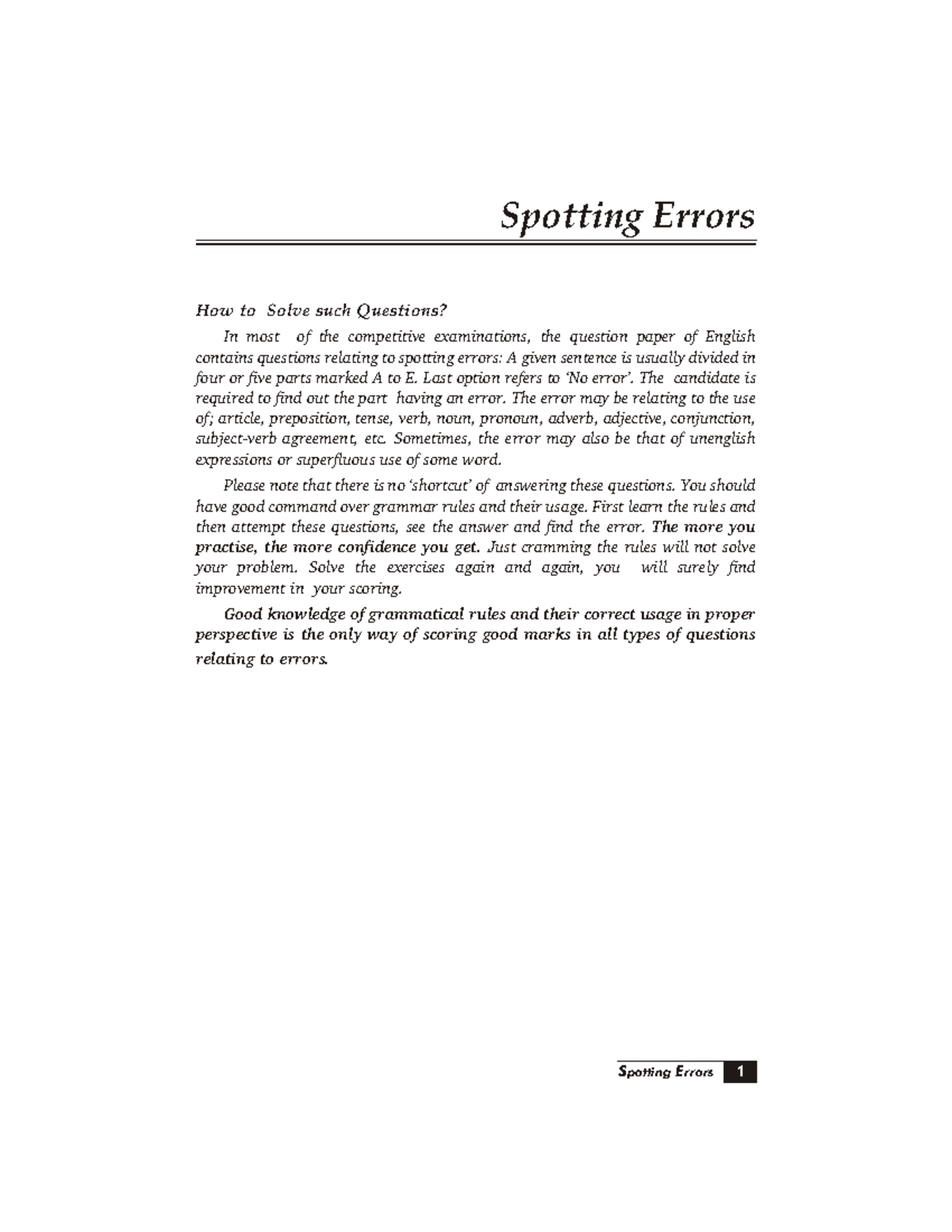 J192 - Spotting errors exercises - Spotting Errors Spotting Errors How to Solve such Questions ...