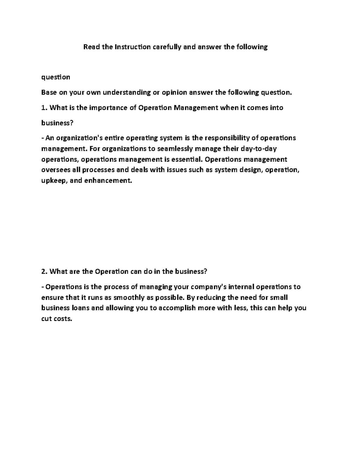 Assignment 1 - Read the Instruction carefully and answer the following ...