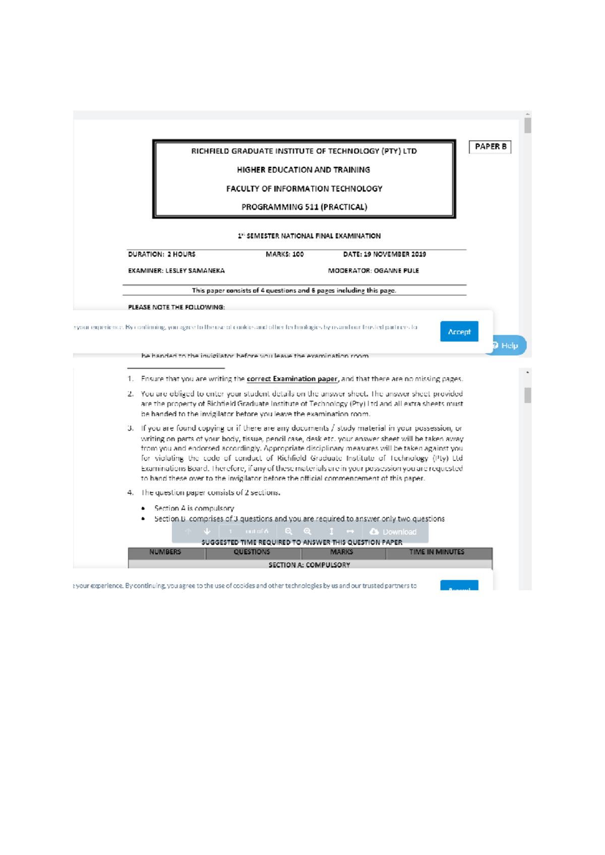 Programming 511 Final Exam Review 2019 - Studocu