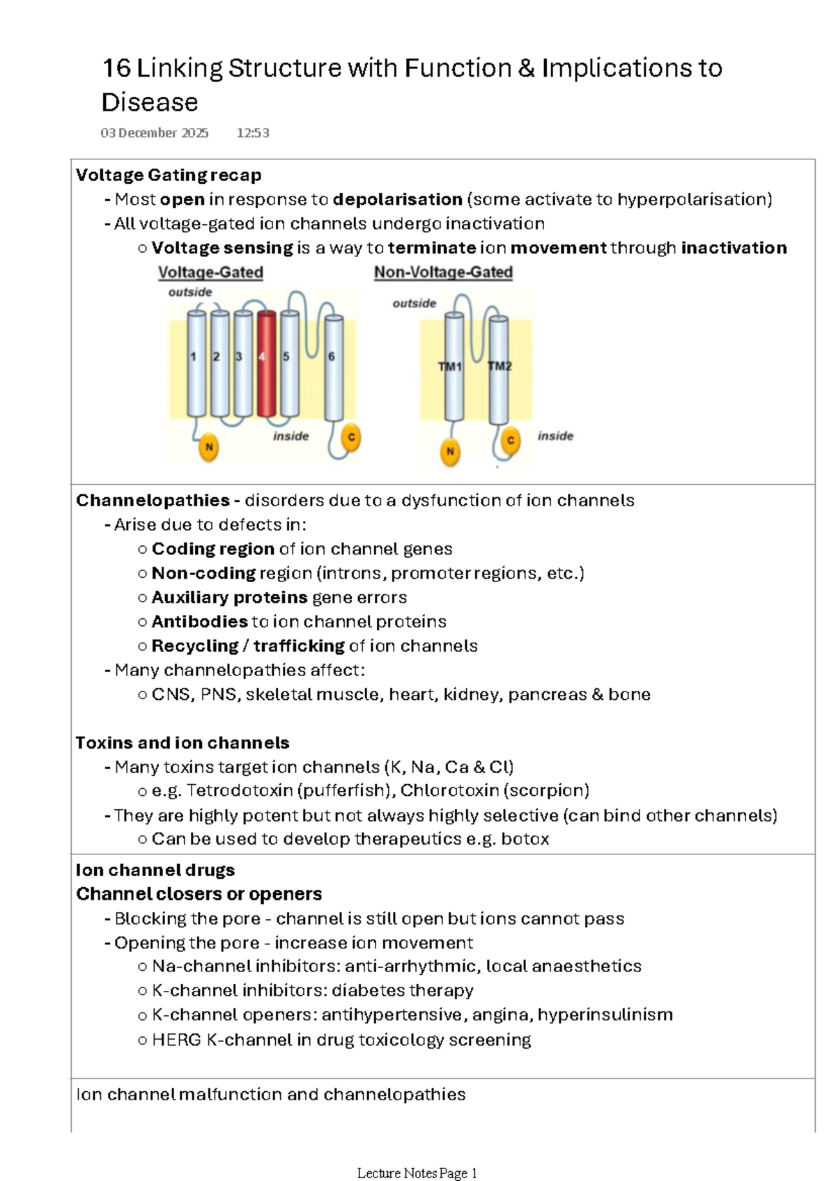16 Linking Structure, Function & Disease Implications in Ion Channels - Studocu