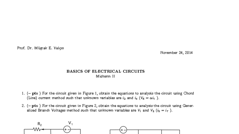 BASICS OF ELECTRICAL CIRCUITS (EE 101) Midterm II Study Guide - Studocu