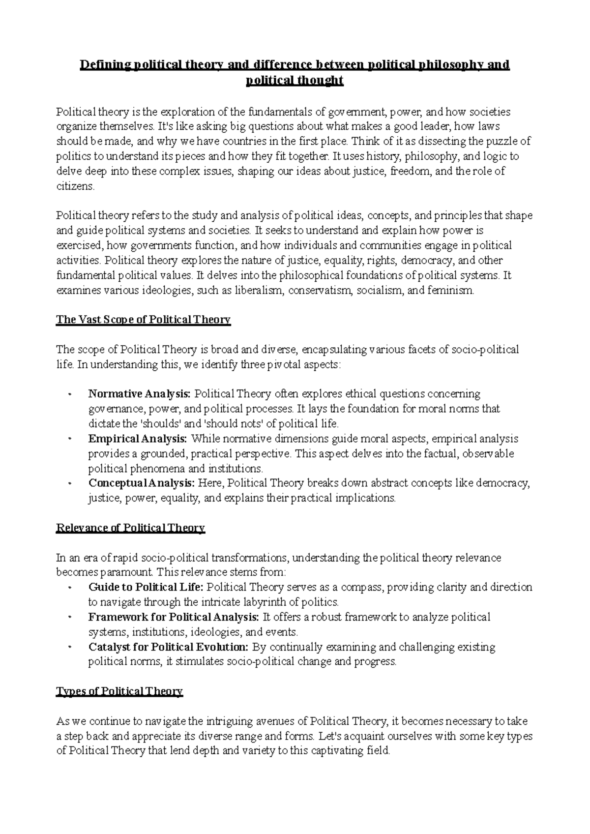 TA1 3018 - Understanding Political Philosophy vs. Political Thought ...