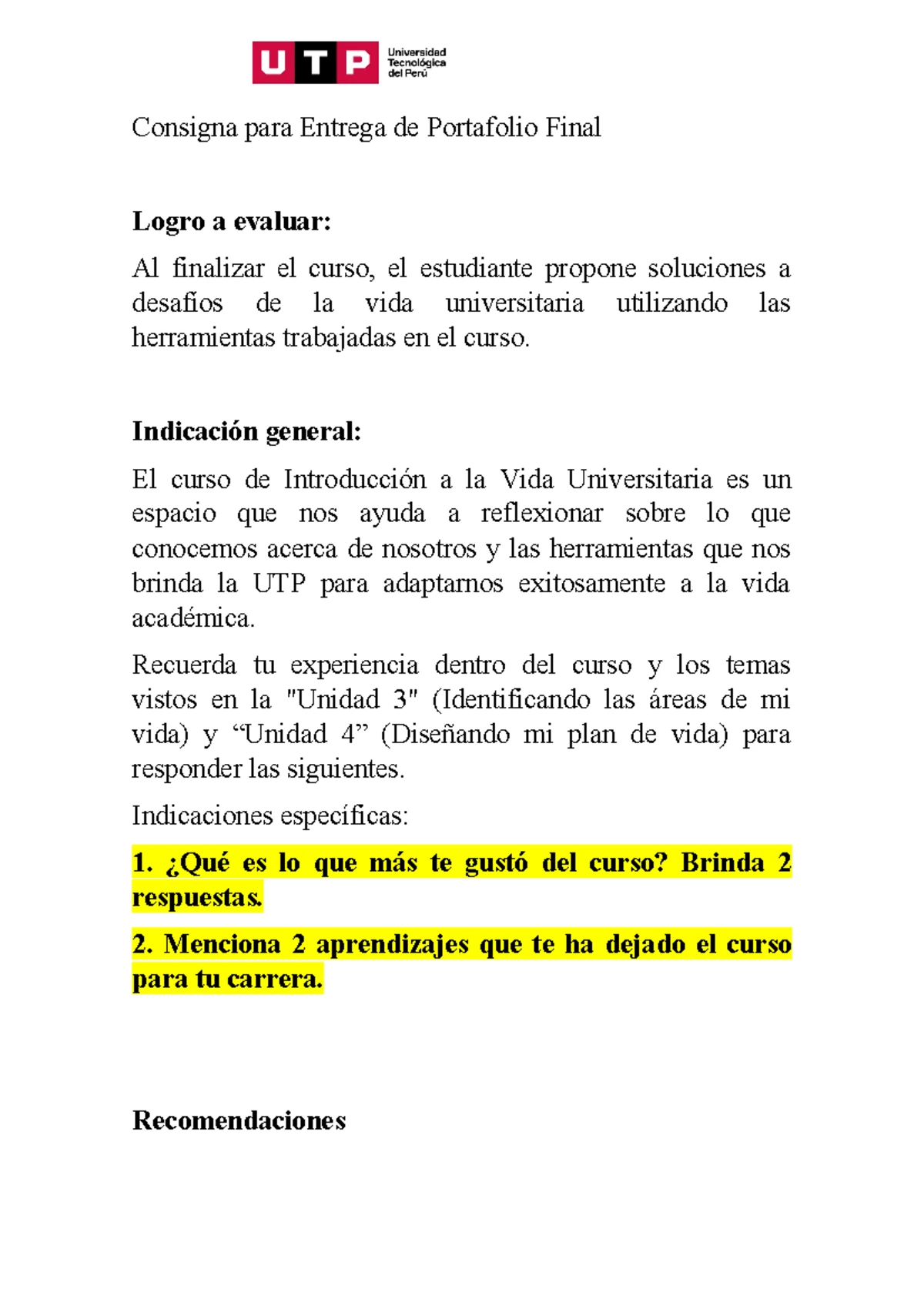 🔴 (AC-S18) Portafolio Final - Introducción a la Vida Universitaria - Studocu