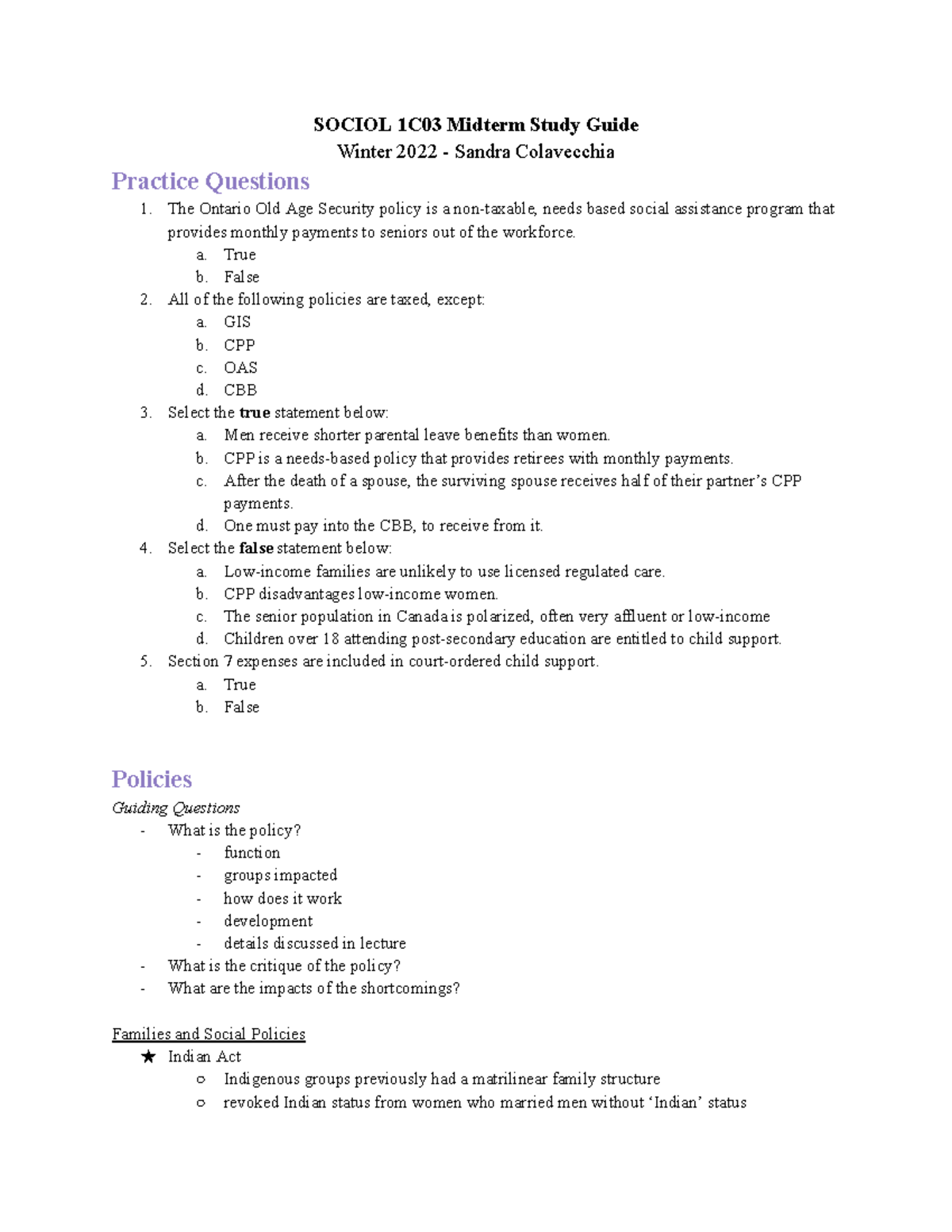 Sociol 1C03 Midterm Study Guide - Google Docs - SOCIOL 1C03 Midterm Study Guide Winter 2022 ...