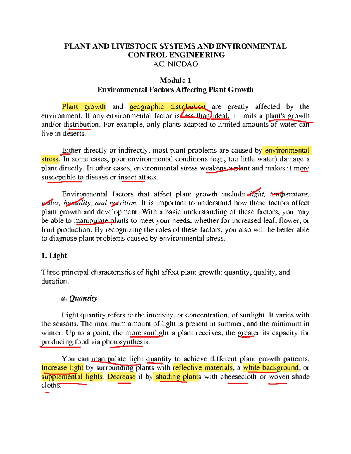 PLCE 101: Environmental Factors in Plant & Livestock Systems - Studocu