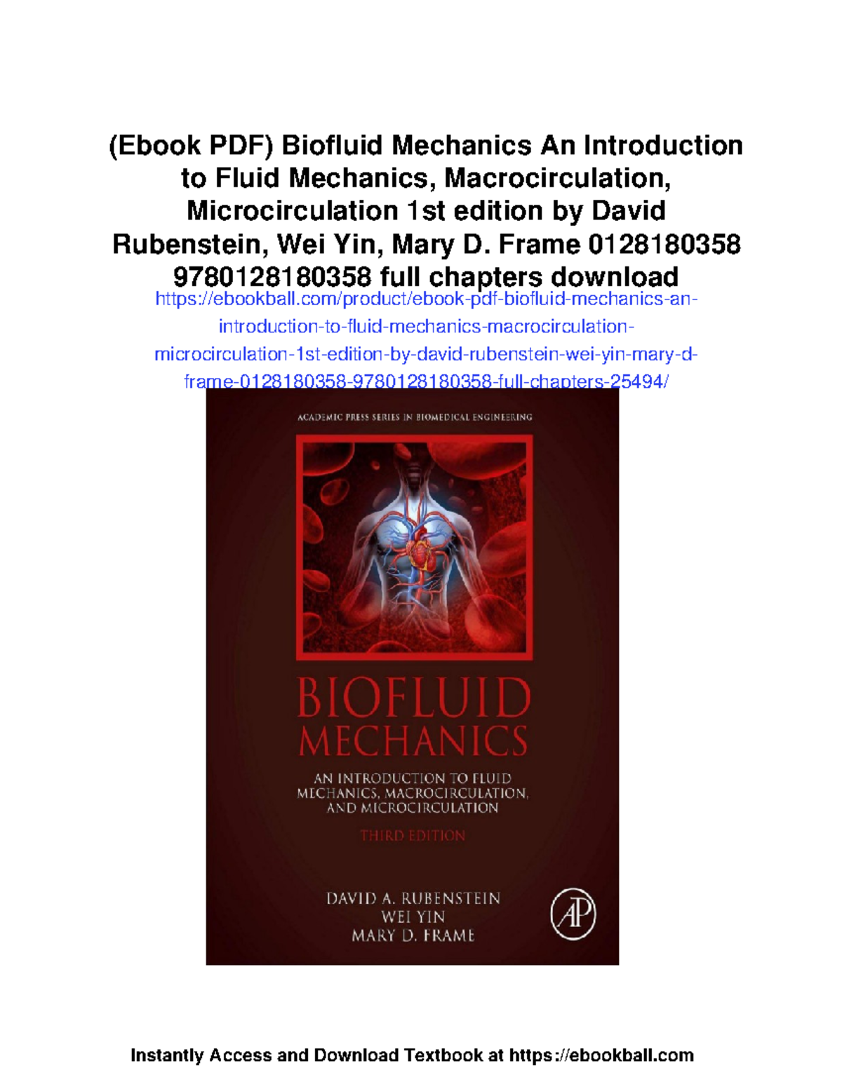 Biofluid Mechanics: An Intro to Fluid Mechanics & Circulation (BIOE 101 ...