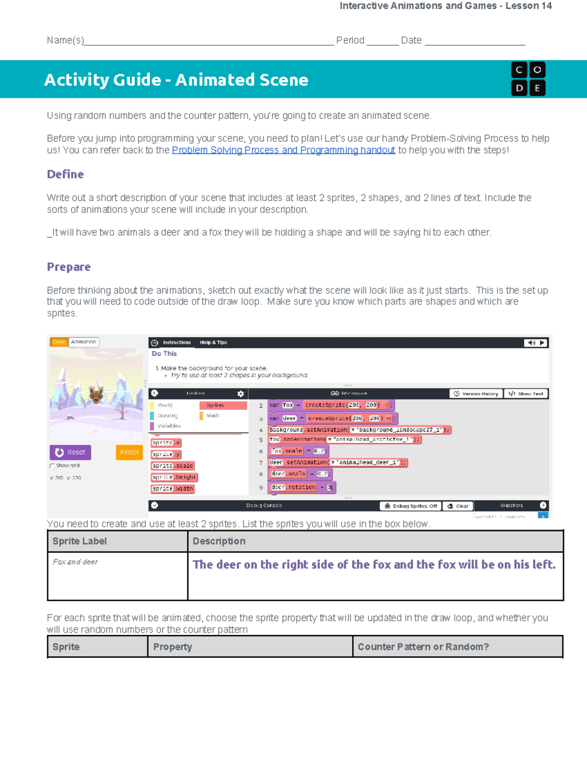 U3L14 - Activity Guide - Animated Scene Planning - Interactive ...