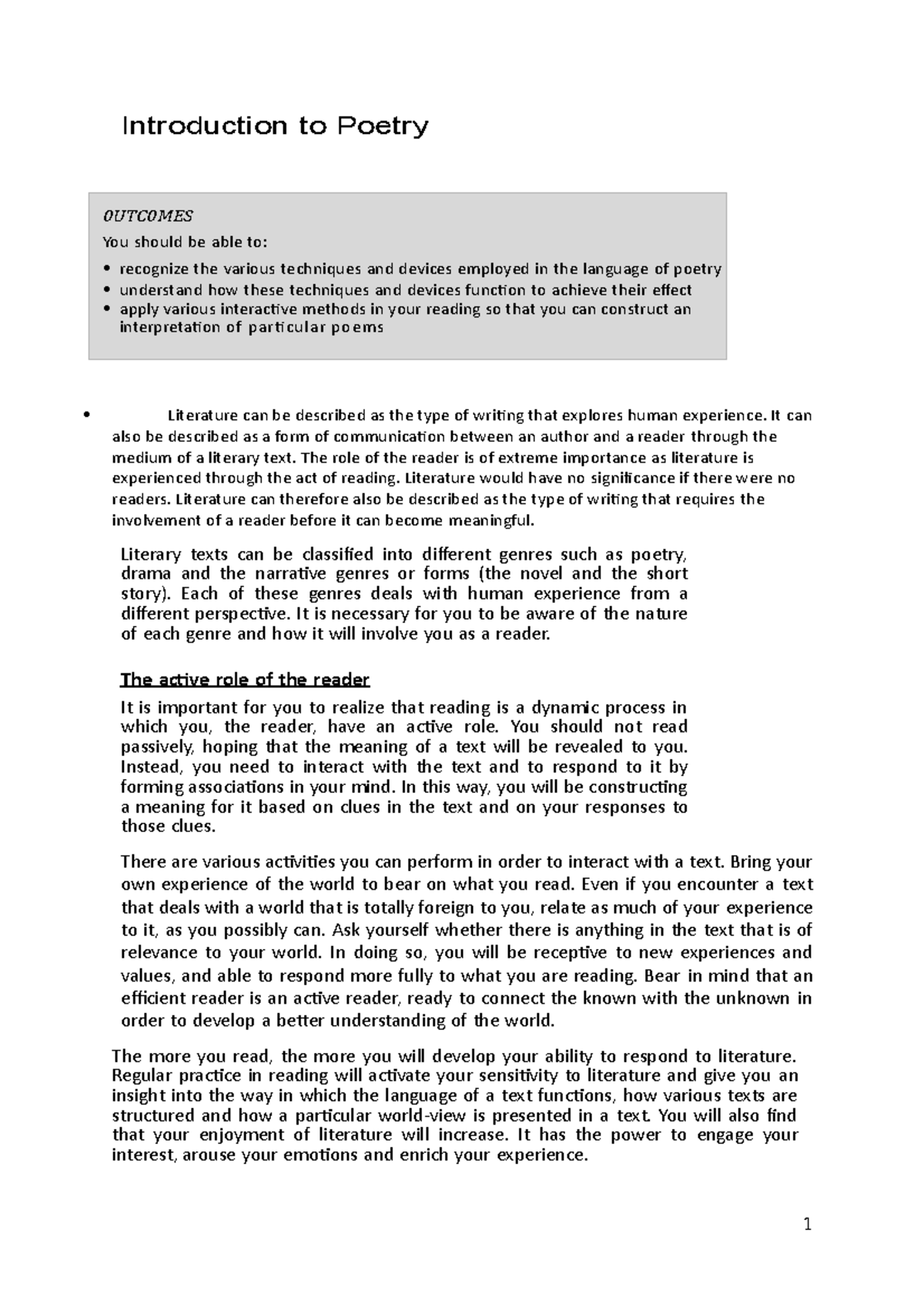 Understanding Poetry: Eng2603 Introduction to Literary Analysis - Studocu