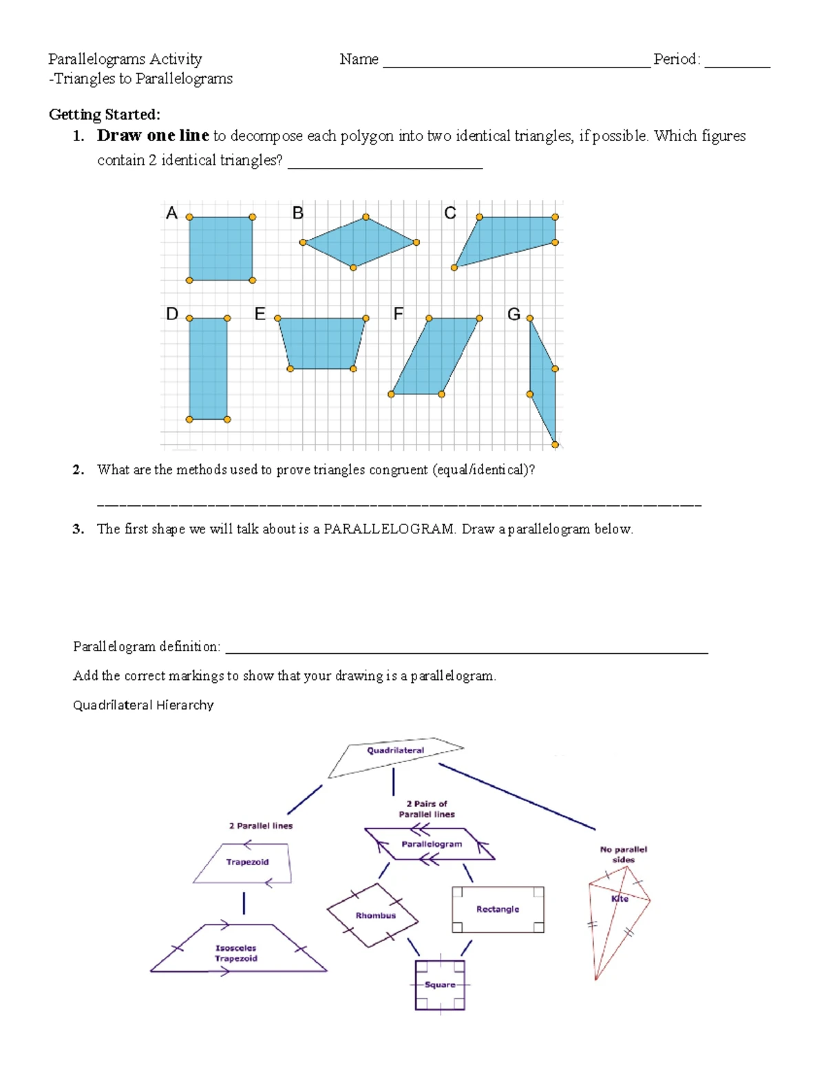 Properties of Parallelograms Worksheet (Including Answer Key) - Studocu