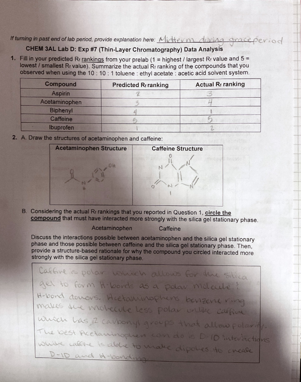 Lab D data analysis - If turning in past end of lab period, provide explanation here: Midterm ...