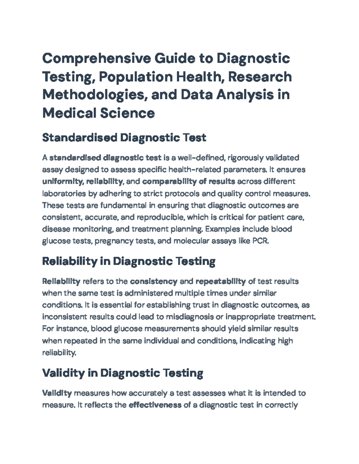 Comprehensive Guide to Diagnostic Testing & Population Health Metrics ...
