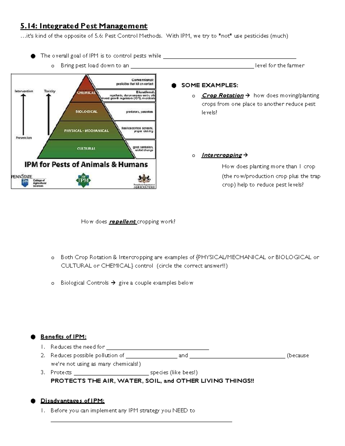 5.14 Guided Notes: Integrated Pest Management Overview - Studocu