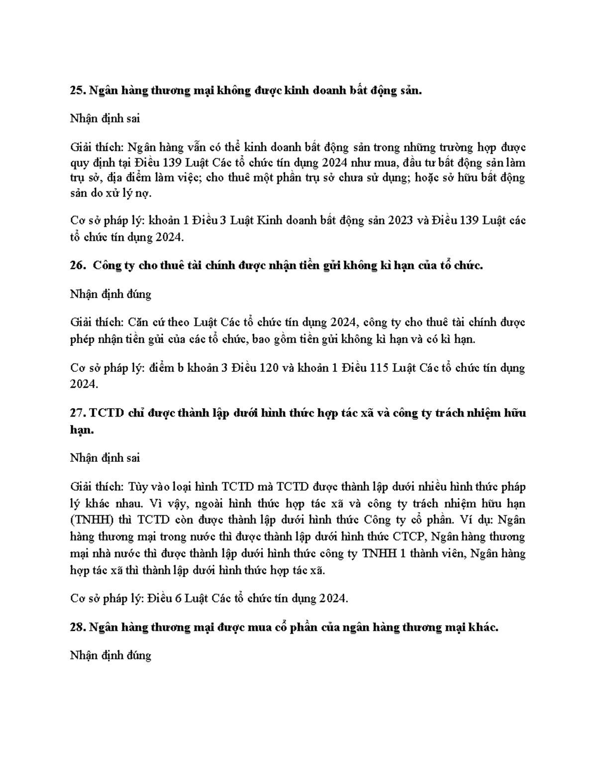 25-30 - Bài Tập Về Ngân Hàng Thương Mại và Luật Tín Dụng 2024 - Studocu