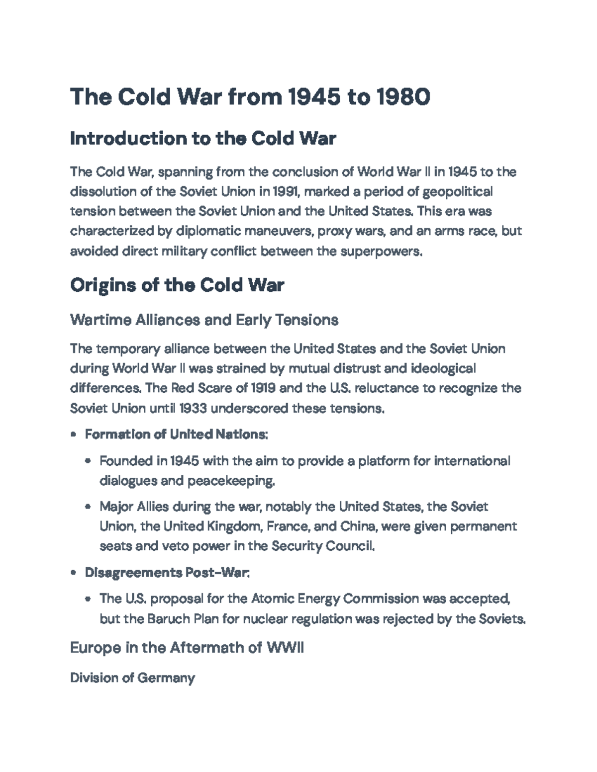 Cold War Dynamics and Strategies: An Overview (HIST 101) - The Cold War ...