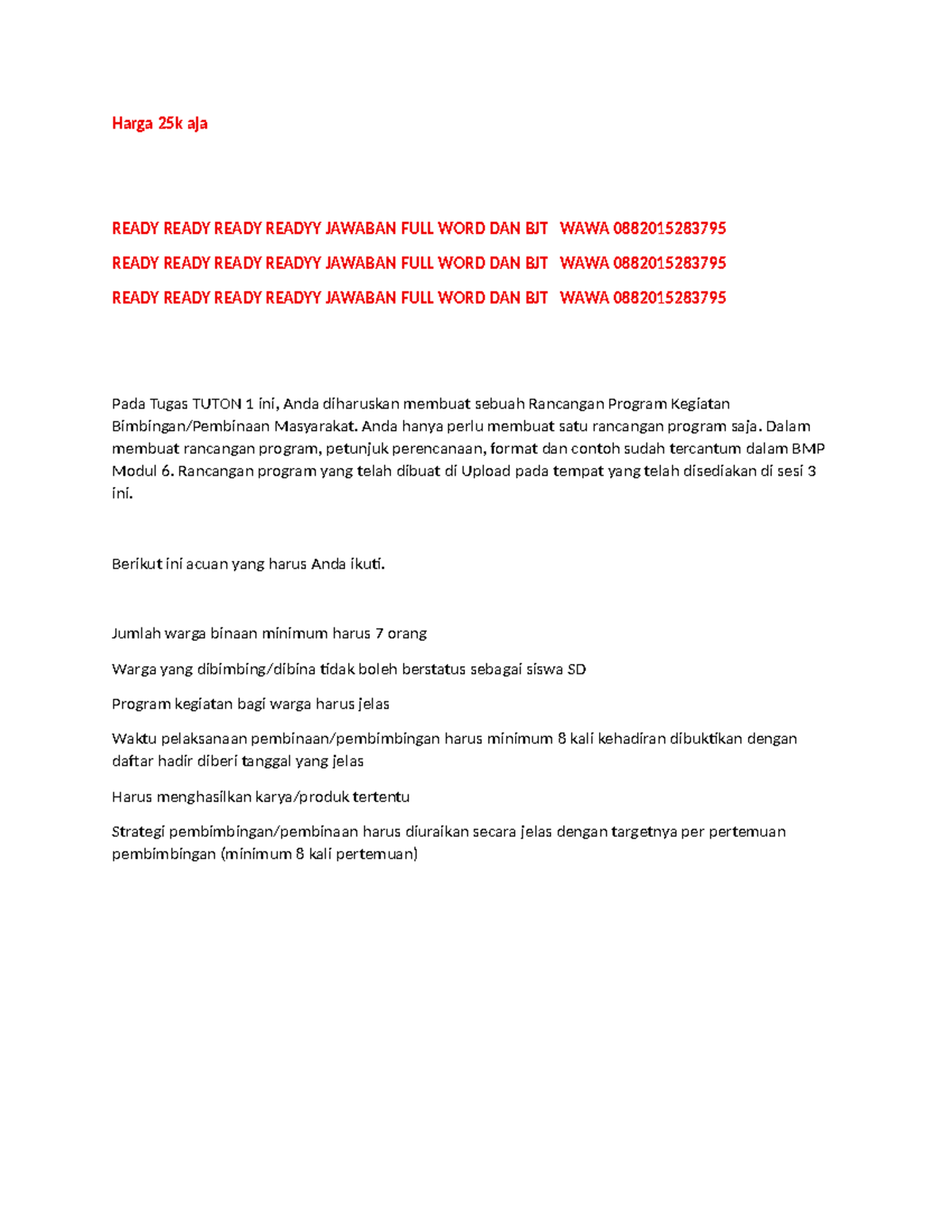 Rancangan Program Kegiatan Masyarakat TUTON 1 - BMP Modul 6 - Studocu