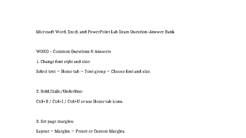 Lab Exam QA - Microsoft Word, Excel, PowerPoint Guide - Studocu