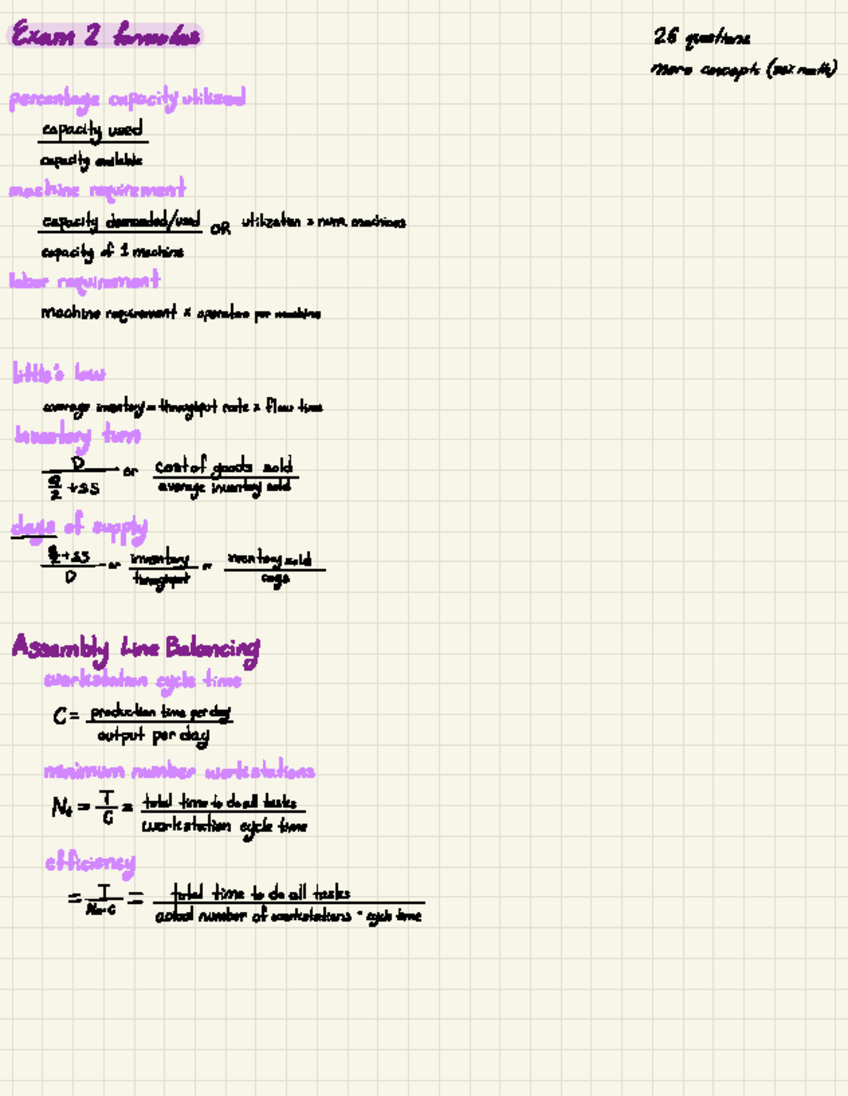Exam 2 Formulas - Exam 2 formulas 26 questions more concepts ( 30%math ...