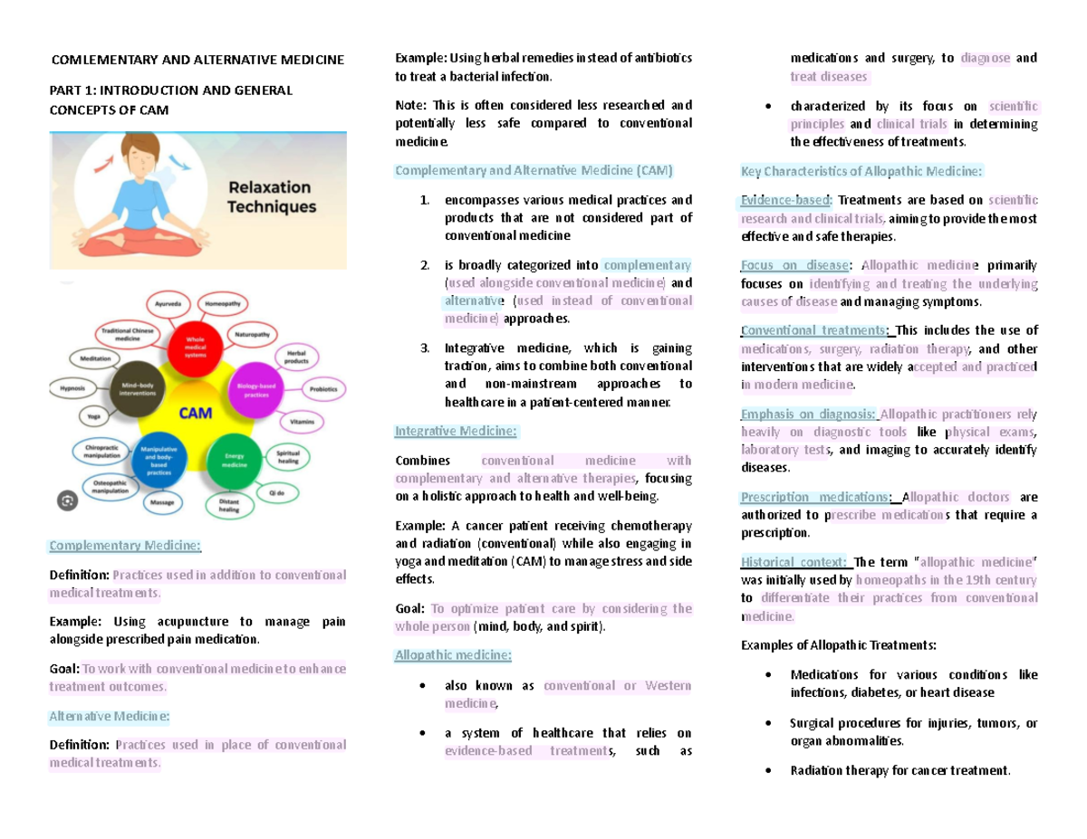 CAM 101: Introduction to Complementary and Alternative Medicine ...