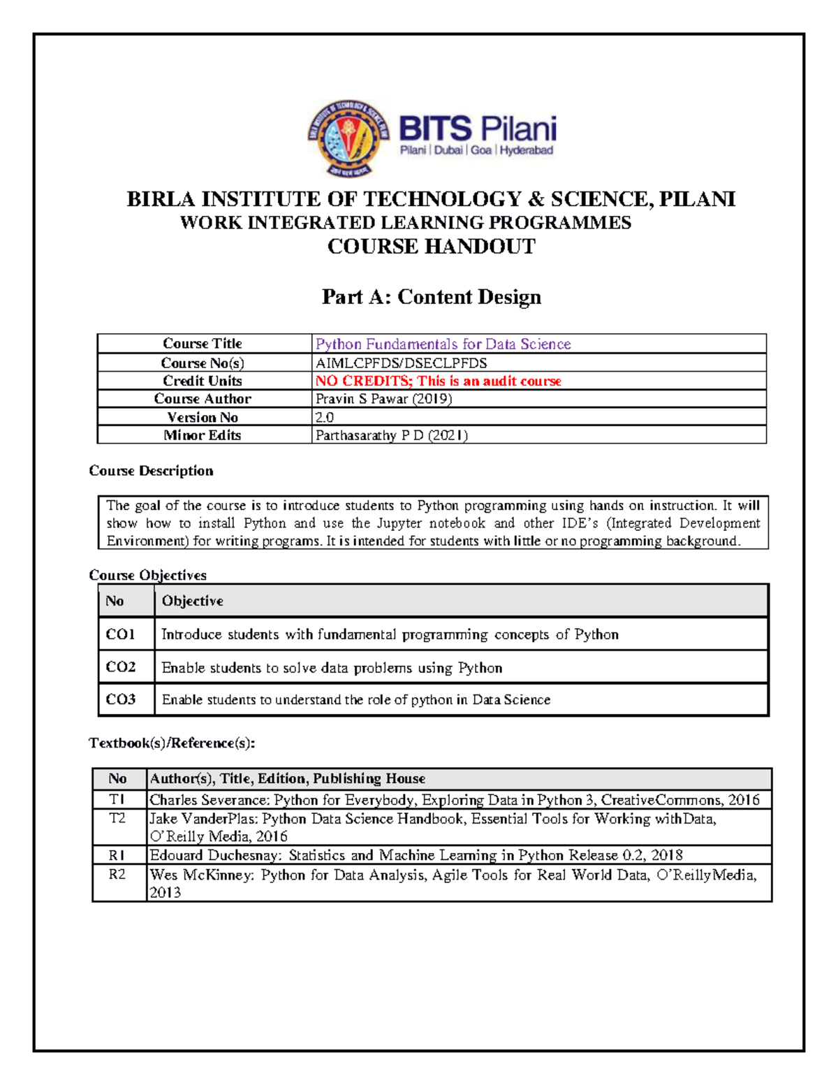 Handout pfds - BIRLA INSTITUTE OF TECHNOLOGY & SCIENCE, PILANI WORK ...