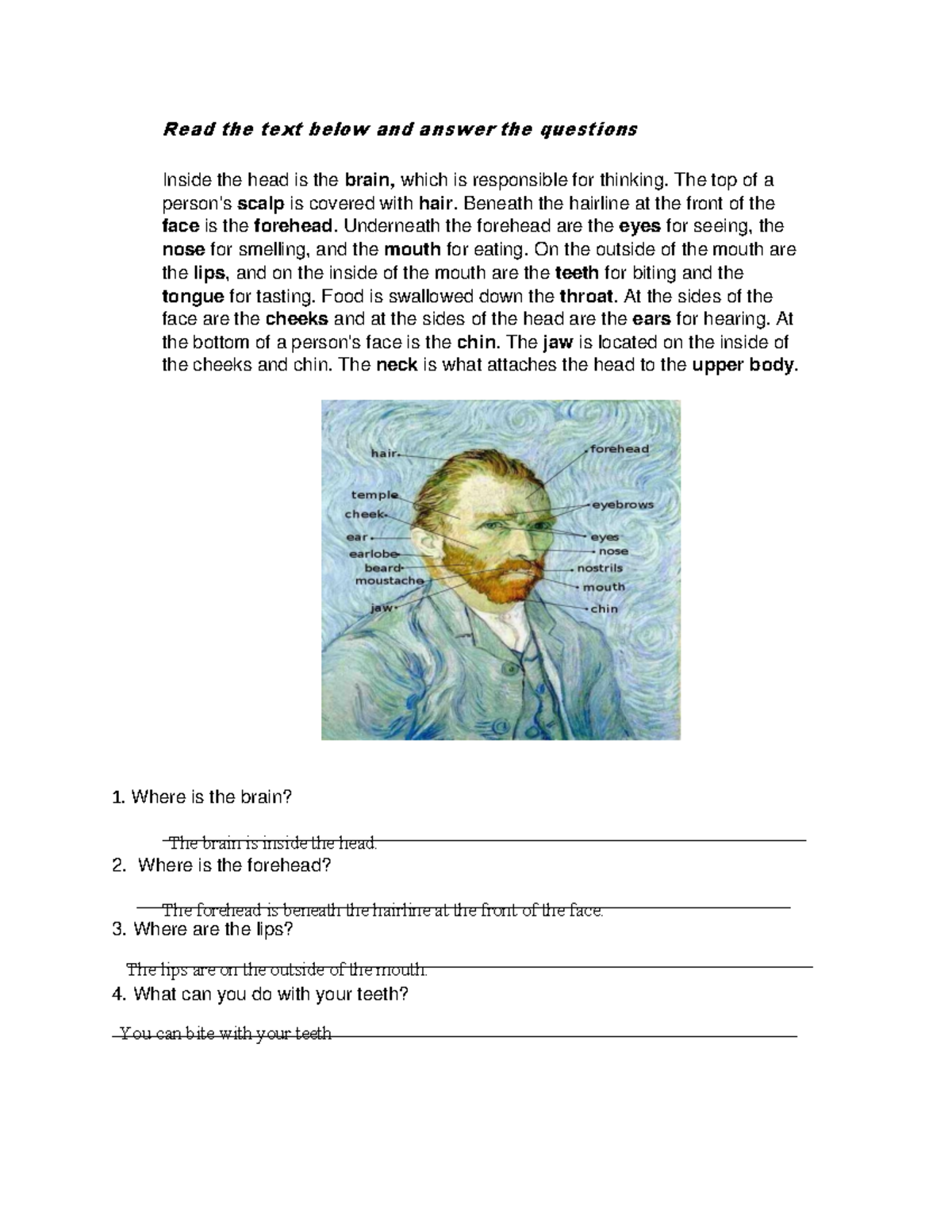 Homework UNIT 2: Body Parts and Plural Forms Practice - Studocu