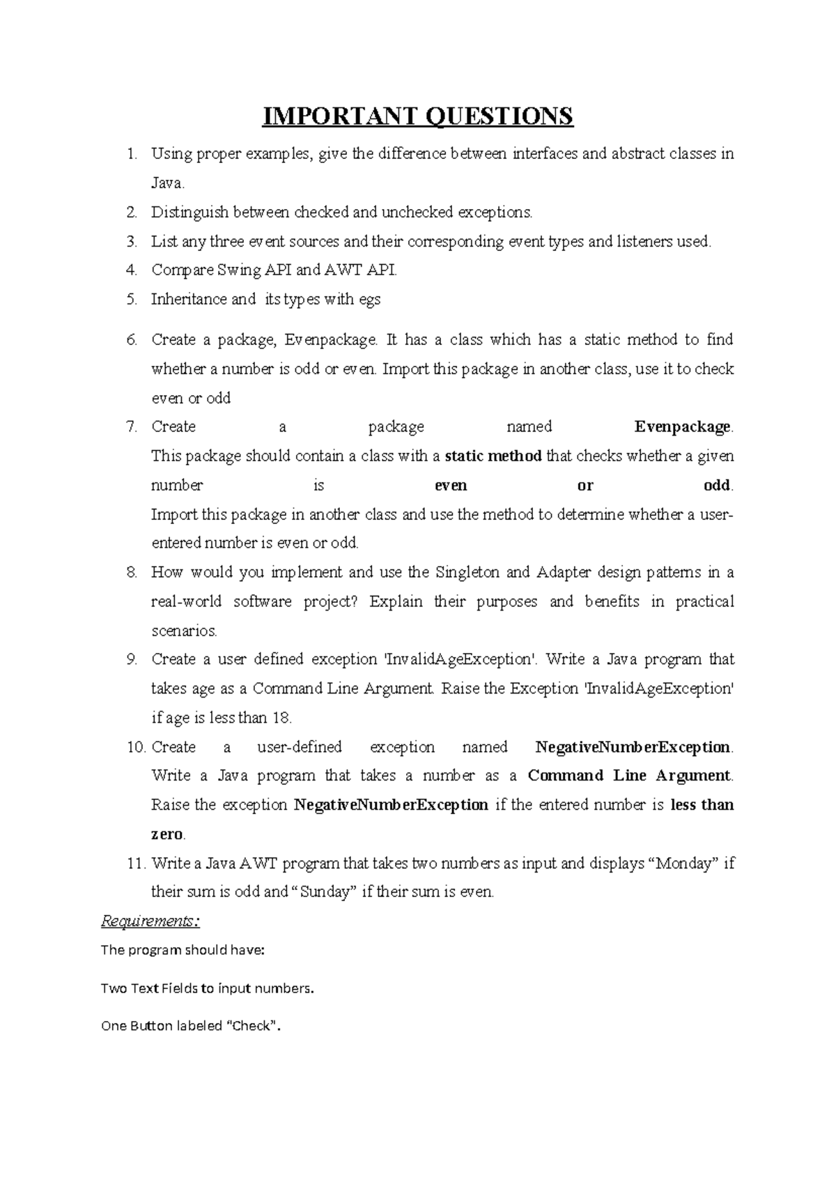 Java OOP Important Questions for Exam Preparation - Studocu