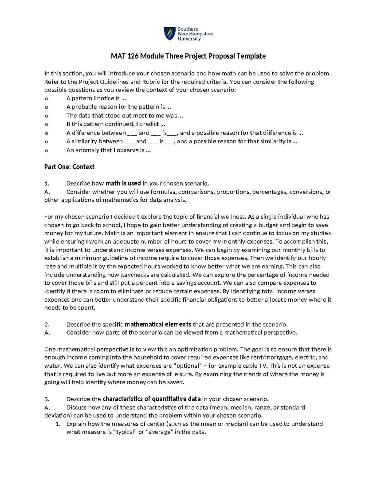 MAT 126 Module 3 Project Proposal on Financial Wellness Analysis - Studocu