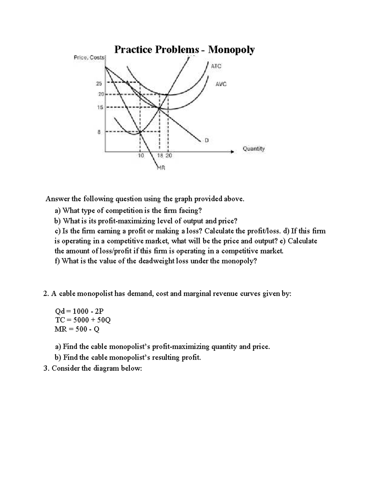 ECO101 Practice Set: Monopoly Problems and Solutions - Studocu